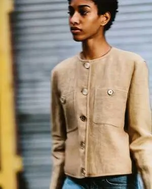 Lafayette 148 New York Sustainable Linen Canvas Collarless Jacket