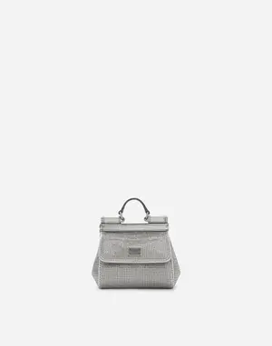 Dolce & Gabbana Mini Sicily Bag With Rhinestones - Silver