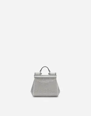 Dolce & Gabbana Mini Sicily Bag With Rhinestones - Silver