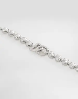 Dolce & Gabbana Bracelet With Rhinestones And Dg Logo - Silver