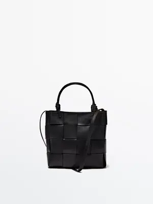 Massimo Dutti Braided Nappa Leather Tote Bag