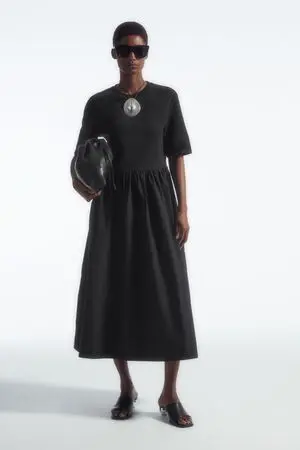 Cos Contrast-panel Midi Dress