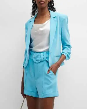 Cinq À Sept Khloe Petite Cropped 3/4-sleeve Blazer Cyan