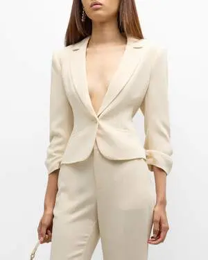 Cinq À Sept Khloe Petite Cropped 3/4-sleeve Blazer Dune