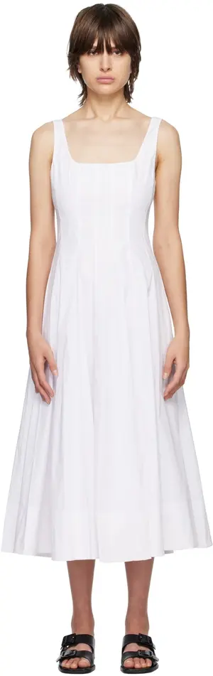 Staud Staud White Wells Midi Dress - White