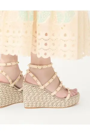 Valentino Garavani Valentino Garavani Rockstud Wedge Sandal Metallic