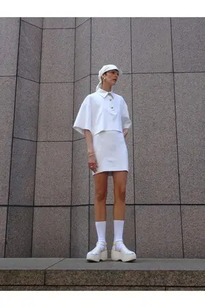 Rosetta Getty Cropped Oversized Polo - White