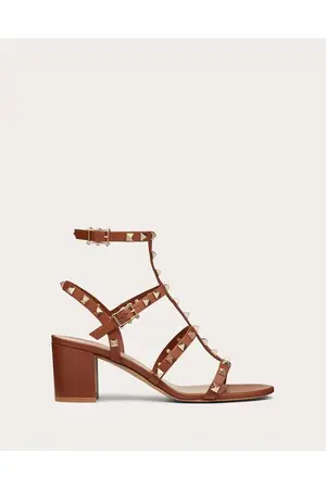 Valentino Garavani Rockstud Calfskin Ankle Strap Sandal 60 Mm - Natural