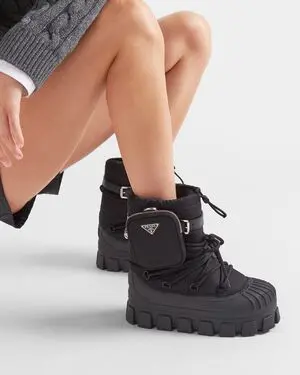 Prada Re-nylon Gabardine Après-ski Boots With Pouch