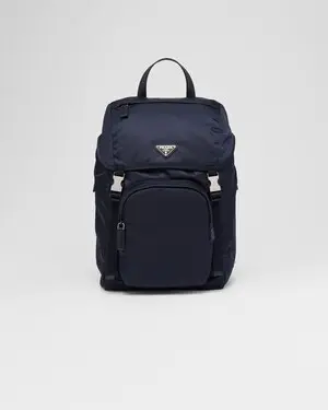 Prada Re-Nylon And Saffiano Leather Backpack Navy