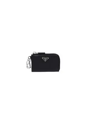 Prada Saffiano Leather Mini Pouch With Keychain - Black