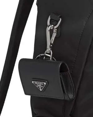 Prada Saffiano Leather Headphone Case With Keychain - Black