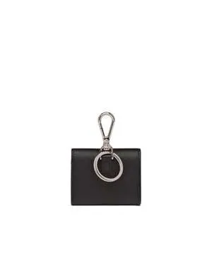 Prada Saffiano Leather Headphone Case With Keychain - Black