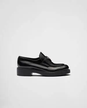 Prada Chocolate Brushed Leather Loafers