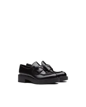 Prada Brushed Leather Loafers - Black
