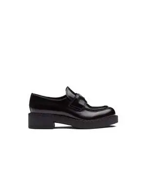 Prada Brushed Leather Loafers - Black