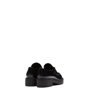 Prada Brushed Leather Loafers - Black