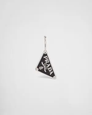 Prada Symbole Pendant Right Earring - Black