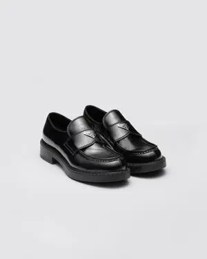 Prada Chocolate Brushed Leather Loafers
