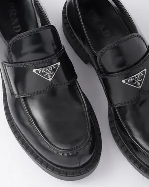 Prada Chocolate Brushed Leather Loafers