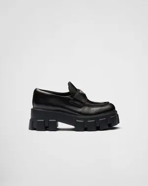 Prada Brushed Leather Monolith Loafers