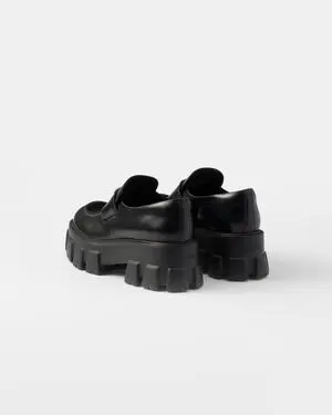 Prada Brushed Leather Monolith Loafers