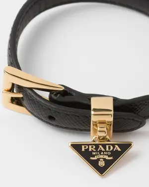 Prada Saffiano Leather Bracelet - Black