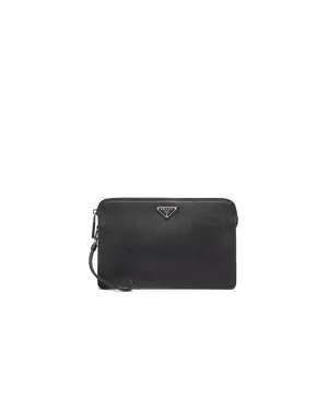 Prada Saffiano Leather Pouch - Black