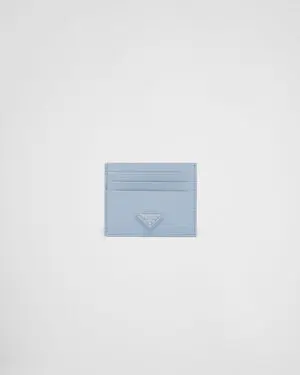 Prada Saffiano Leather Card Holder Pale Blue