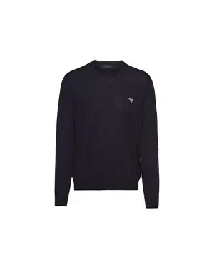 Prada Superfine Wool Crew-neck Sweater - Blue