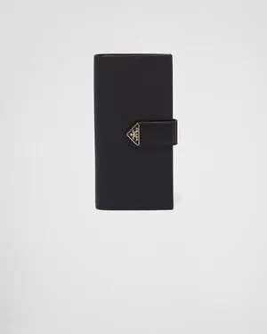 Prada Large Saffiano And Smooth Leather Wallet - Black