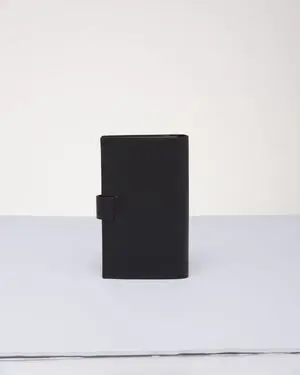 Prada Large Saffiano And Smooth Leather Wallet - Black