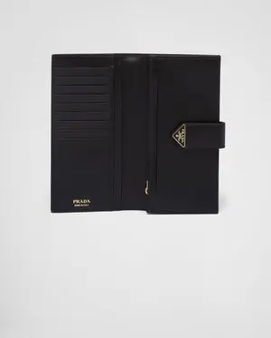 Prada Large Saffiano And Smooth Leather Wallet - Black