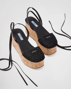 Prada Crochet Wedge Sandals