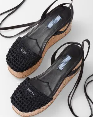 Prada Crochet Wedge Sandals