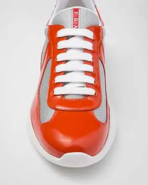 Prada Patent Leather And Technical Fabric America's Cup Sneakers