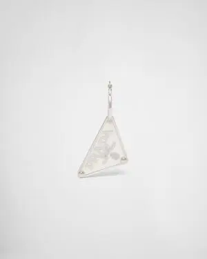 Prada Symbole Pendant Left Earring - White
