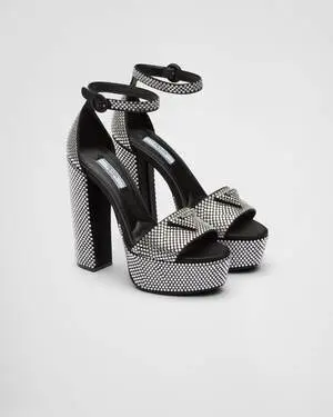 Prada Platform Sandals With Crystals