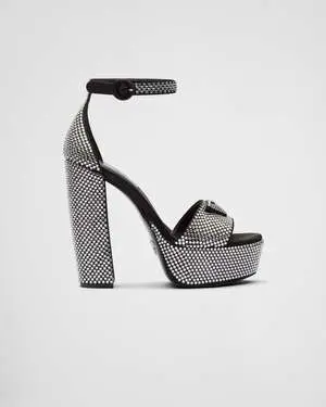 Prada Platform Sandals With Crystals