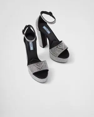 Prada Platform Sandals With Crystals