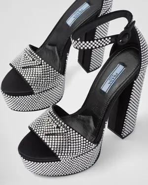 Prada Platform Sandals With Crystals