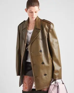 Prada Double-breasted Leather Coat
