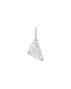 Prada Symbole Pendant Right Earring - White