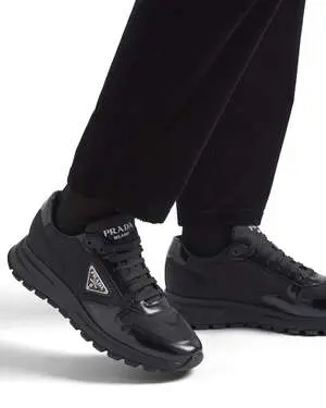 Prada Prax 01 Re-nylon And Brushed Leather Sneakers - Black