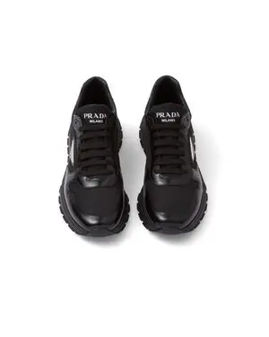 Prada Prax 01 Re-nylon And Brushed Leather Sneakers - Black