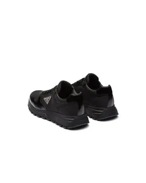Prada Prax 01 Re-nylon And Brushed Leather Sneakers - Black