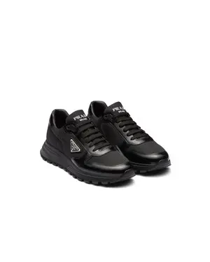 Prada Prax 01 Re-nylon And Brushed Leather Sneakers - Black