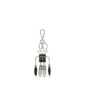 Prada Robot Saffiano Leather Keychain Charm - Gold/silver