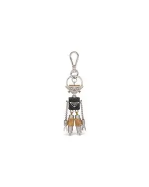 Prada Robot Saffiano Leather Keychain Charm - Gold/silver