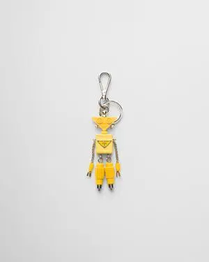 Prada Robot Saffiano Leather Keychain Charm - Sunny Yellow